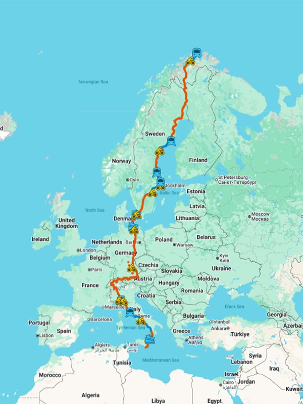 EUJ OVERVIEW - European Journey - Nordkapp, Norway to Ispica, Sicily ...